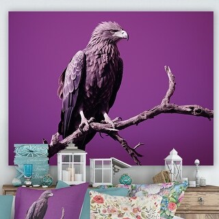 Designart "Purple Eagle S Grace At Branch Domain I" Eagle Animal Wall ...