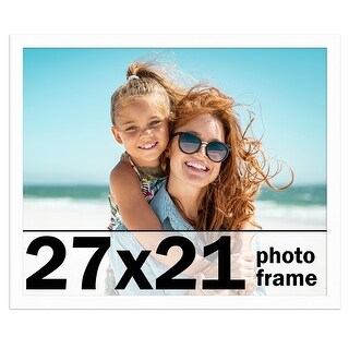 27x21 Frame White Solid Wood Picture Frame Includes UV Acrylic Shatter ...