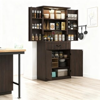 Modern Style Storage Cabinet LED Kitchen Pantry Cabinet With Door ...