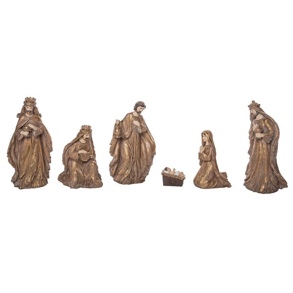 Brown Elegant Gilded Nativity Set of 6 Decorative Figurines - Bed Bath ...