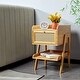 Narrow Side Table with Storage Shelf and Fabric Drawer - 12"D x 16"W x ...