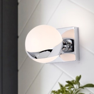 Sani 5 Inch Chrome Finish Orb Opaque Glass Wall Sconces 1 Light - Bed ...