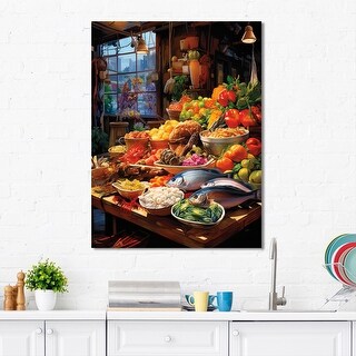 Designart "Food Fresh Seafood Market" Cooking Canvas Art Print - Bed ...
