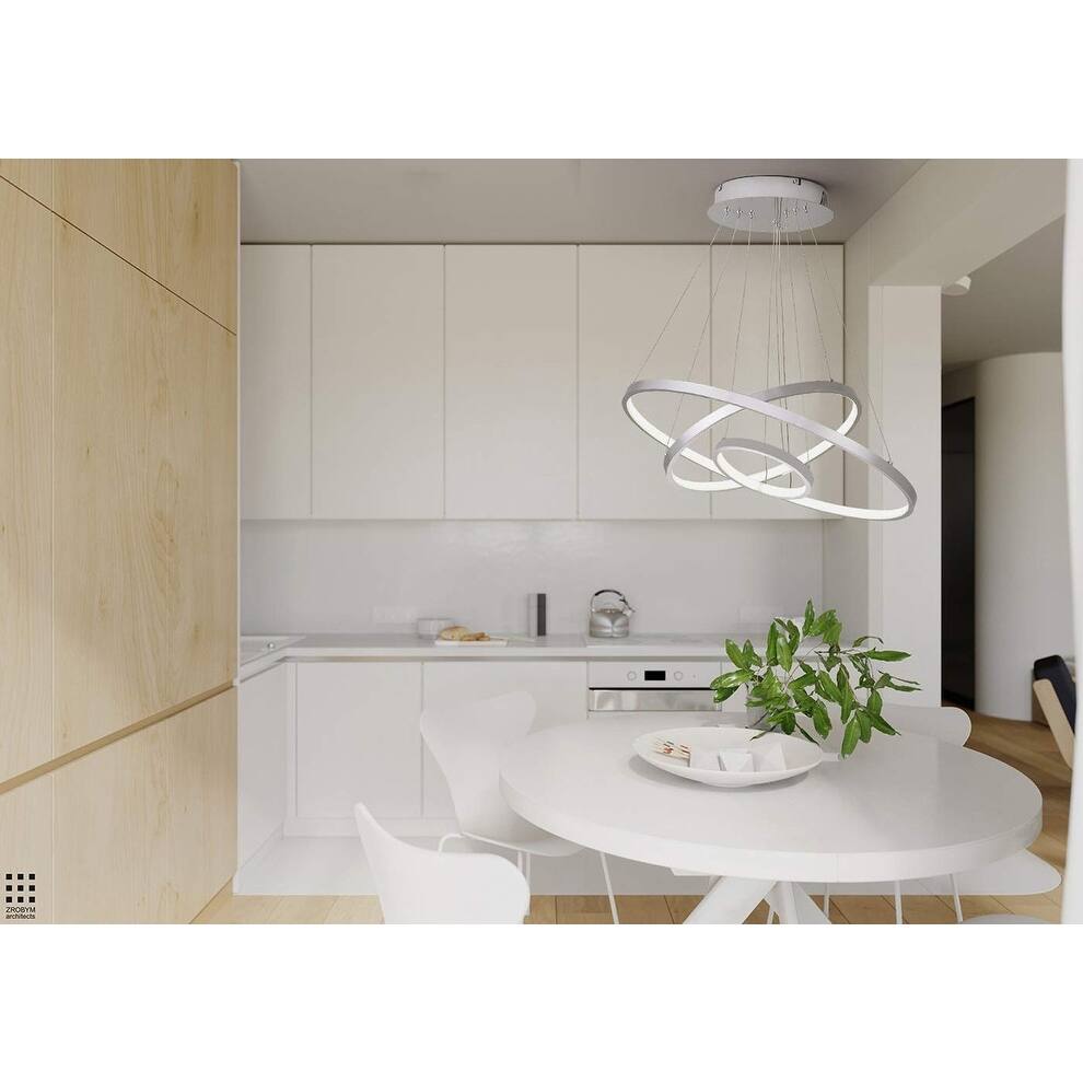 Modern Painted White 3 Rings LED Pendant Light Fixture - On Sale - Bed ...