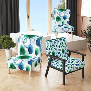 Designart "Blue and Green Circle Pattern" Upholstered Patterned Accent ...