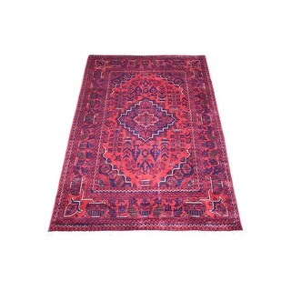 Shahbanu Rugs Deep and Saturated Red Afghan Khamyab Large Medallion ...