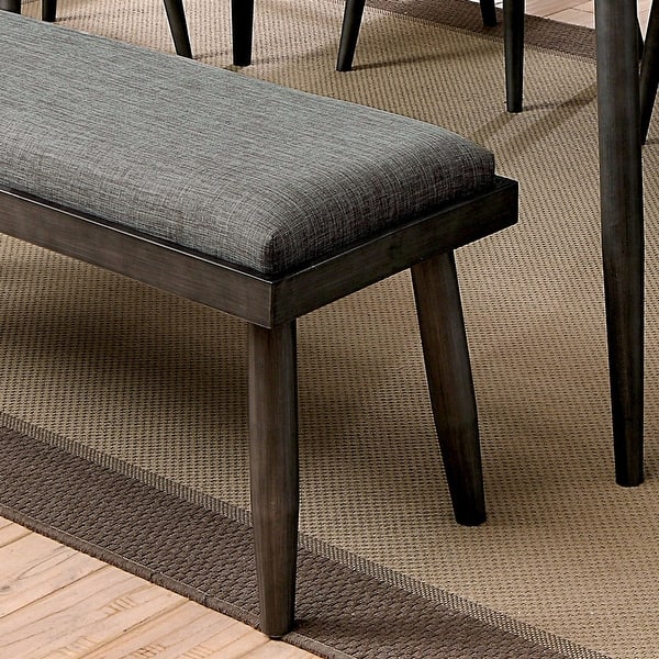 St Mawes Mid-century Modern Grey Fabric Upholstered Dining Bench by ...