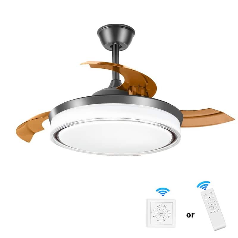 Modern 42 Inch Ceiling Fan with Lights and Remote, Dimmable LED, 6 ...
