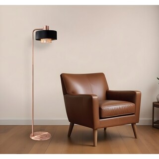 HomeRoots 60" Copper Task Floor Lamp With Black Metal Drum Shade - Bed ...