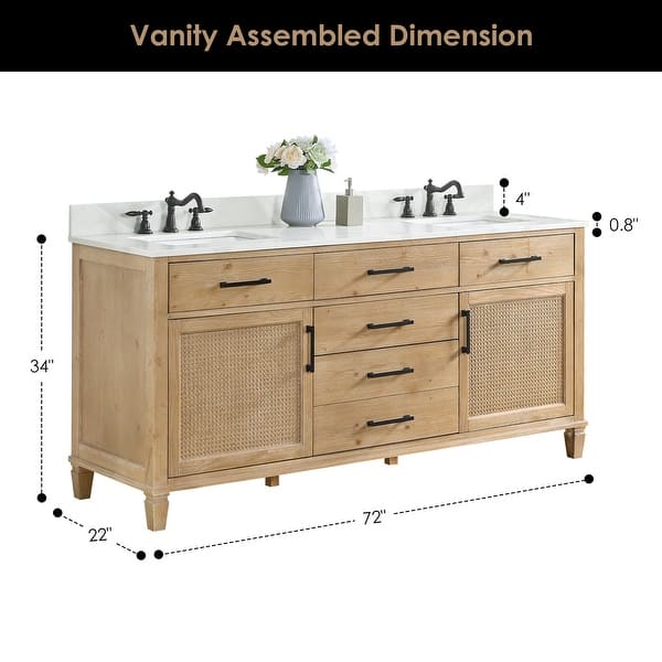 Altair Solana Bath Vanity with Calacatta White Quartz Stone Countertop ...