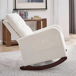 25.6"W Modern Accent High Backrest Lounge Arm Rocking Chair, Two Side ...