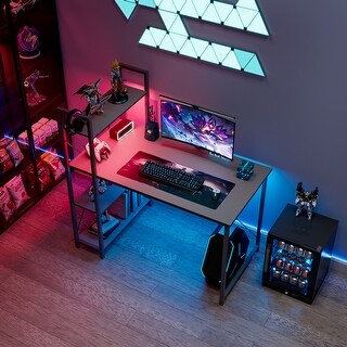 Gaming Desk with LED Lights,PC Gamer Desk for Small Spaces with ...