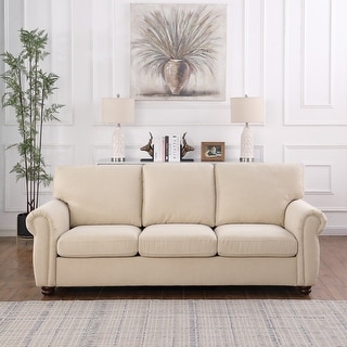 Modern 3-Seat Solid Wood Frame Sofa Couch - Bed Bath & Beyond - 40110258