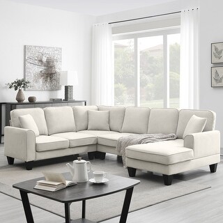 Modern Sectional Sofa U Shaped Sectional Couch 7 Seater Couch,Beige - Sectional Sofa - Bed Bath ...