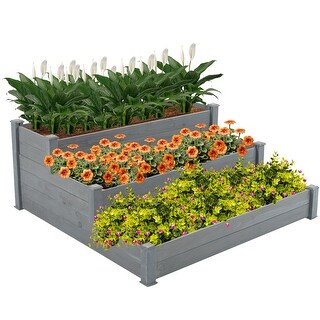 Stair Step Design Planter Outdoor Aqua Grey Raised Garden Bed - Bed ...