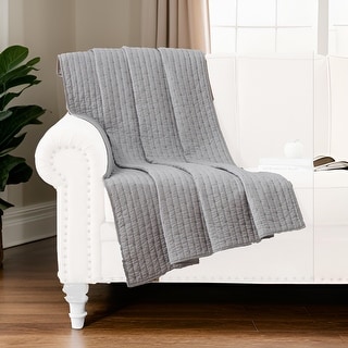 Xumi 50 x 60 Inch Cotton Quilted Throw Blanket, Channel Details, Gray ...