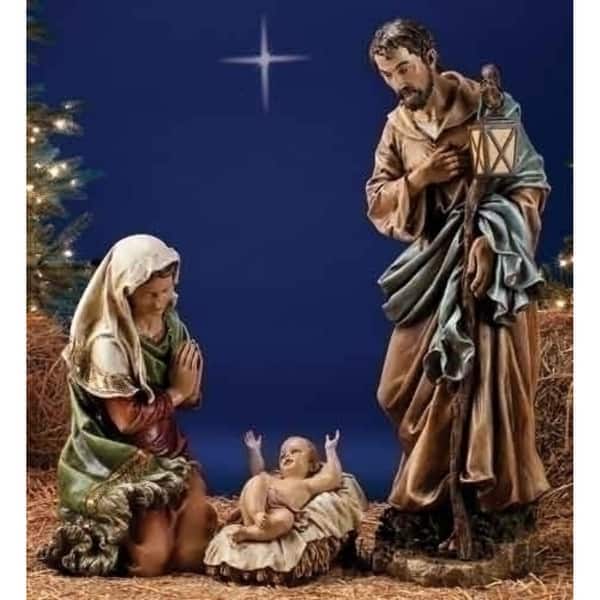 3 piece Brown and Blue Holy Family Nativity Set 38" - Bed Bath & Beyond ...