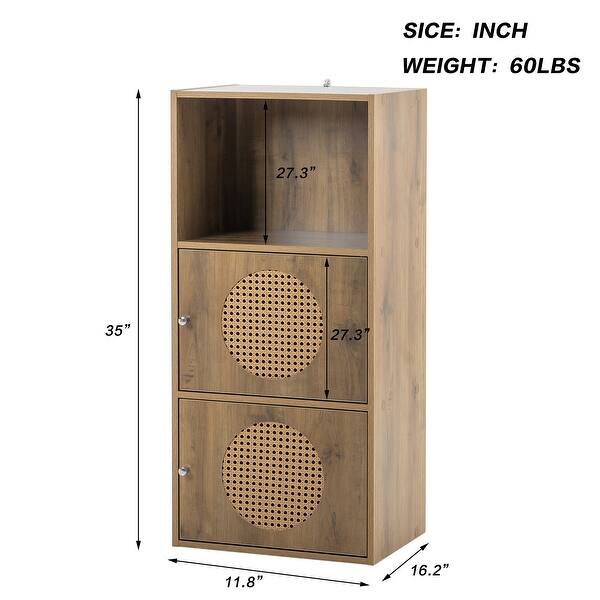 Rustic Brown 2 Door Cabinet Rattan Locker Sideboard - Bed Bath & Beyond ...