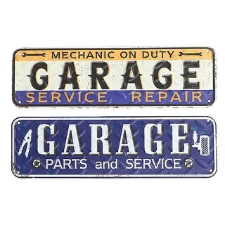 Embossed Galvanized Wall Sign (Garage Service) (Asstd) - Set of 2 - Bed ...