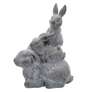 16 Inches Resin Stacked Sitting 3 Rabbit Accent Decor, Gray - Bed Bath ...