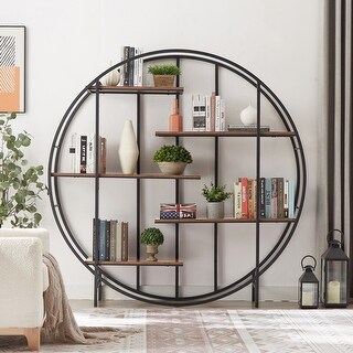 Round 5-Tier Multifunctional Bookcase Storage Rack, Plant Stand - Bed ...
