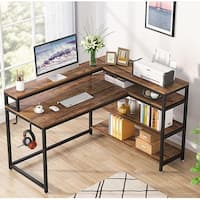 Tribesigns 55/53 inch Reversible L Shaped Computer Desk with Storage ...