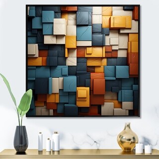 Designart "Cubist Harmony Tones Collage I" Cubism Framed Wall Decor ...