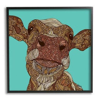 Stupell Bold Calf Cow Intricate Inner Stripe Patterns Framed Wall Art ...