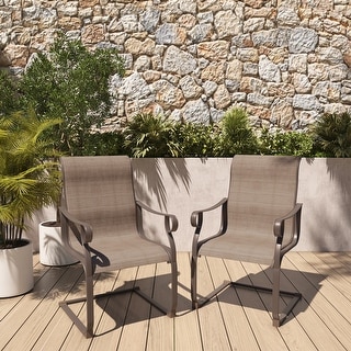 Clihome Outdoor Steel Textiliene Spring Dining Chairs (Set of 2) - Bed ...