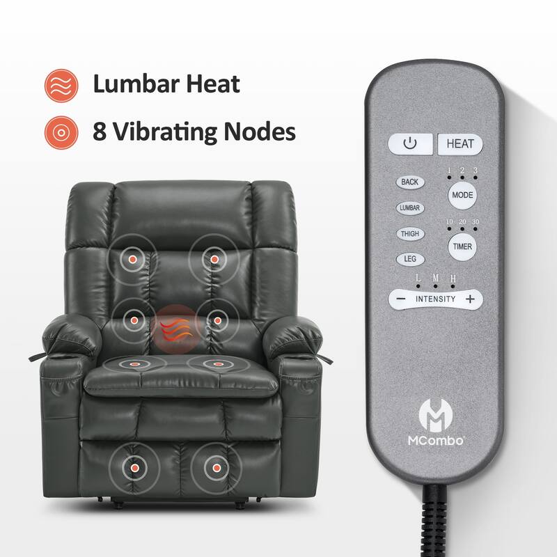 MCombo Dual Motor Power Lift Recliner Chair with Massage and Heat for ...