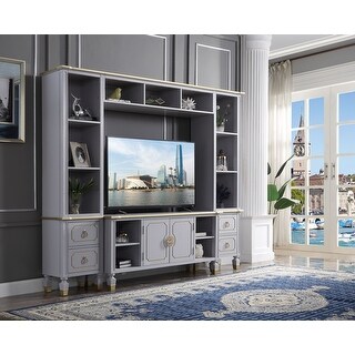 Gray 104" Entertainment Center with 3 Open Compartments, 2 Drawers & 3 ...