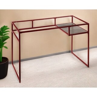 48" Clear and Red Glass Writing Desk - Bed Bath & Beyond - 42361502