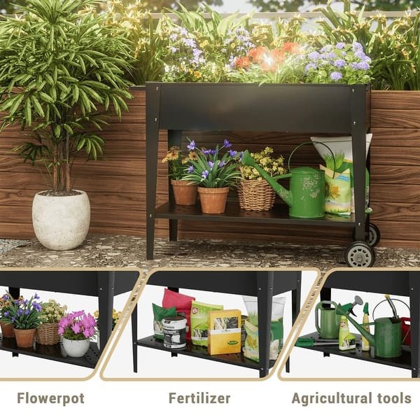 Mobile Planter Box Elevated on Wheels Portable Planter Cart - Bed Bath ...