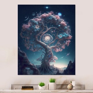 Designart 'Mistacle Tree In Space' Space Landscapes Canvas Wall Art ...