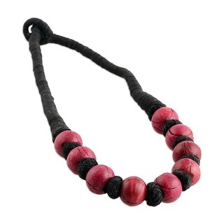 Novica Handmade Boho Bubbles In Fuchsia Wood Beaded Necklace - Bed Bath ...