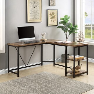 Moda Computer Desk with 2-Tier Storage Shelves for Home Office - Bed ...