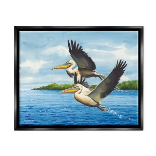 Stupell Splashing Pelicans Flying Framed Floater Canvas Wall Art Design ...