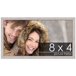 8x4 Distressed/Aged White Complete Wood Picture Frame with UV Acrylic ...