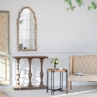 22" x 48" Large Wood Arched Cream & Gold Framed Wall Mirror - 22" x 48 ...