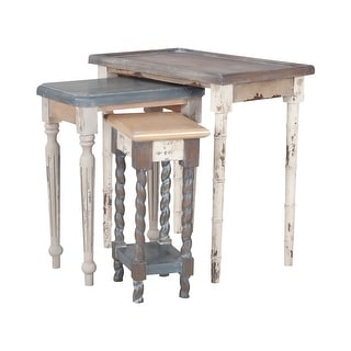 Set of 3 Multi-Stain Collage Artifacts Nesting Tables 24" - Bed Bath ...