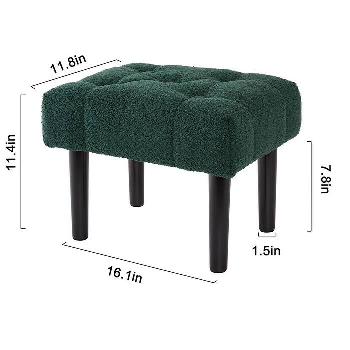 Padded Foot Stool, Small Foot Rest with Wooden Legs,(Green) - Green ...