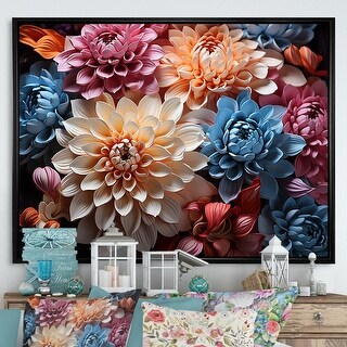 Designart "Mums Burst With Bold And Vibrant Colors" Mums Framed Wall ...