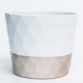 White And Platinum Faceted Planter - Bed Bath & Beyond - 40390098
