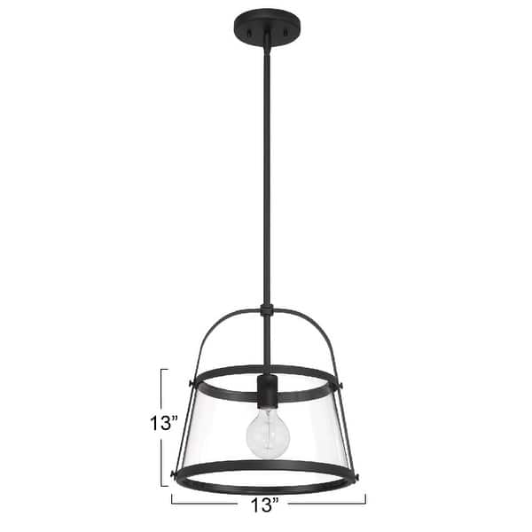 Fallon Metal and Clear Glass Ceiling Light - 13.1"L x 13.1"W x 13.3"H ...