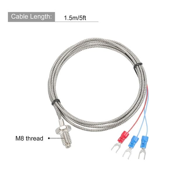 K Type Temperature Sensor M8 Thermocouple 5ft -50 to 200°C(-58 to 392°F ...