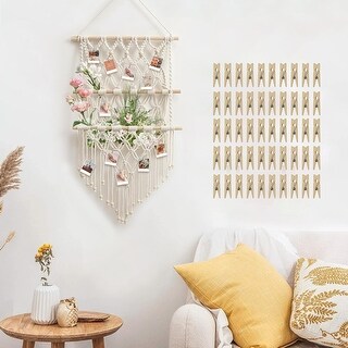 WOWMAX Hanging Photo Display, Wall Hanging Clip Photo Holders - Bed ...