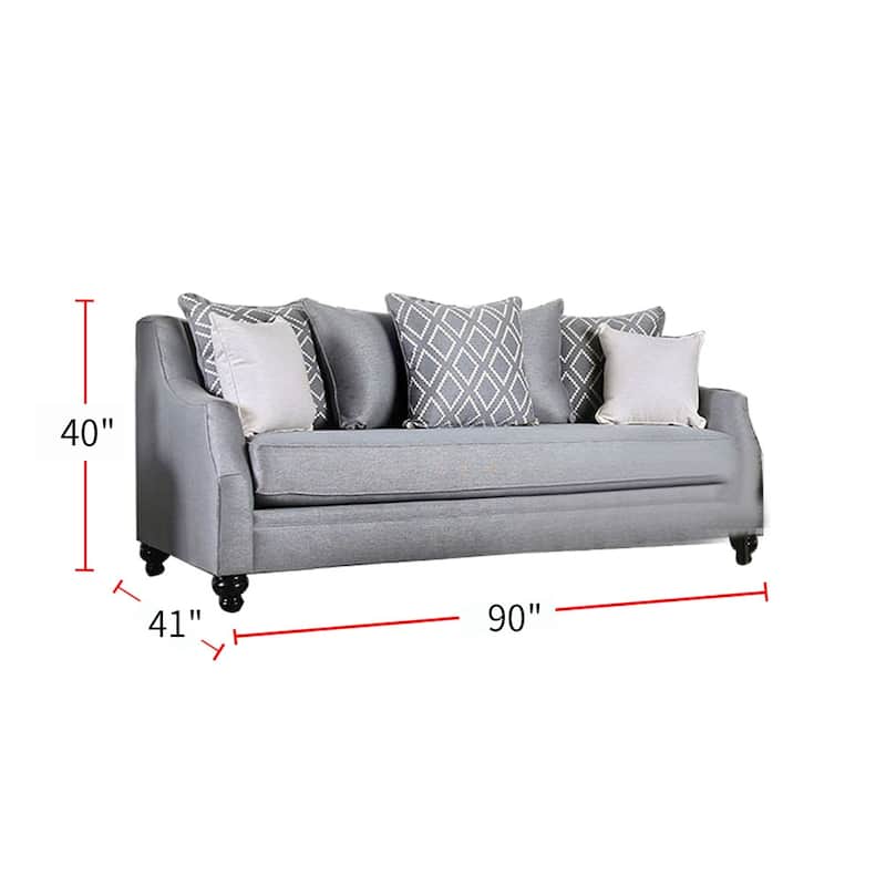 Burlap Weave Sofa with Single Cushion Seat Design in Gray - Overstock ...