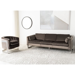 SAFAVIEH Couture Zealand Shale Grey Velvet Commercial Grade Sofa - Bed ...