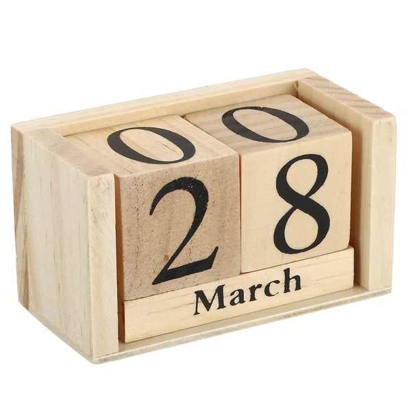 Vintage Wood Block Perpetual Calendar, Reusable Wooden Blocks Style 2 ...