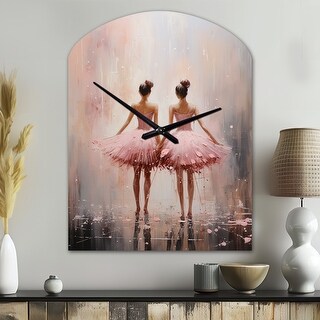 Designart - Pink Ballet Dance II - Ballet Large Wall Clock in Arch ...